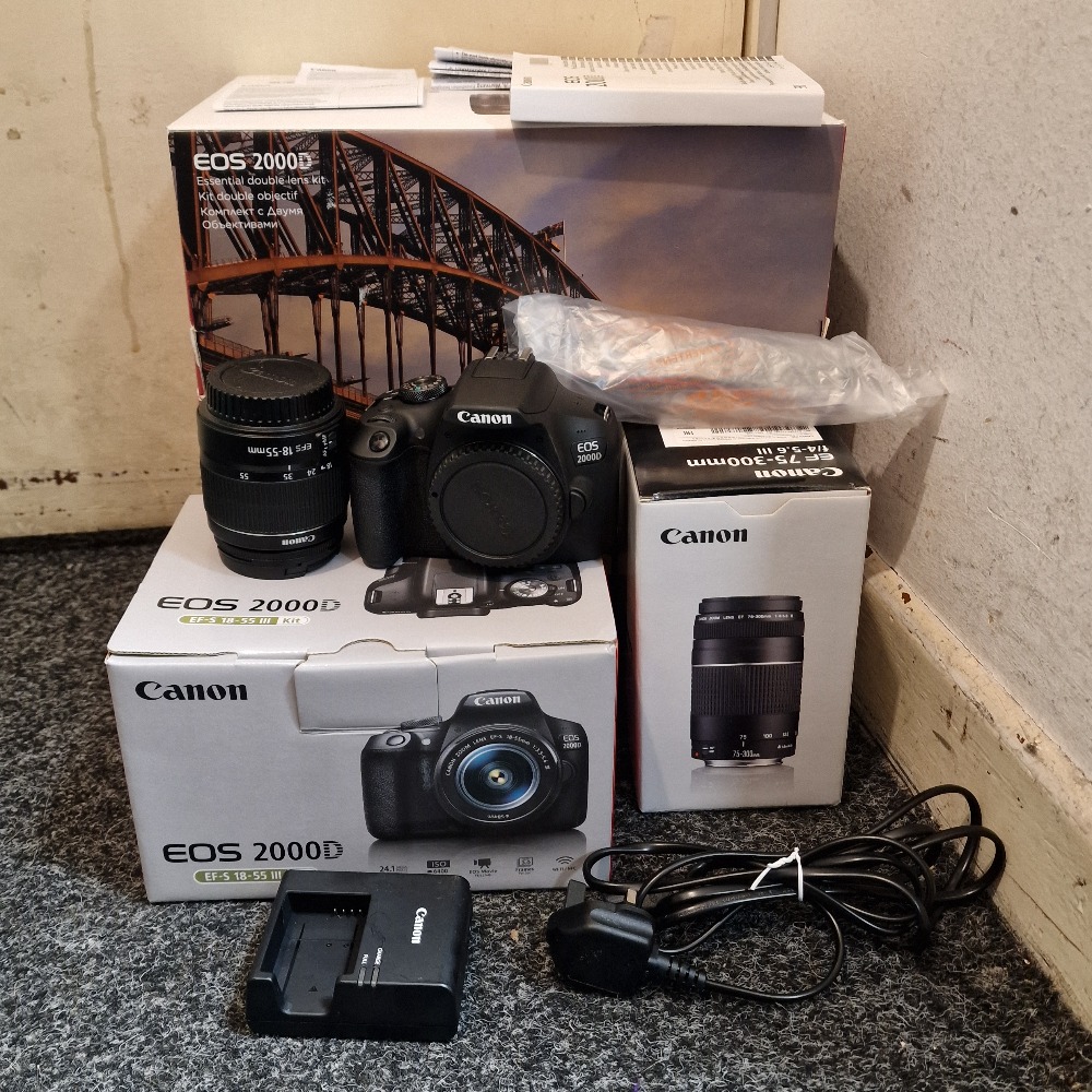 Pre-owned Canon EOS 2000D Essential Double Lens Kit - 18-55MM & 75 ...